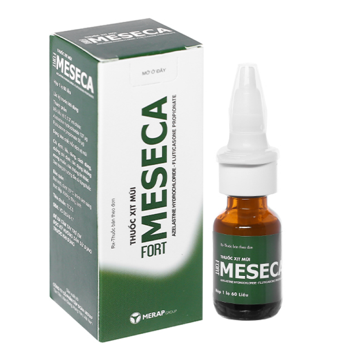 Thuốc xịt mũi Meseca Fort 60ds điều trị viêm mũi dị ứng (Hộp 1 lọ 60 liều)