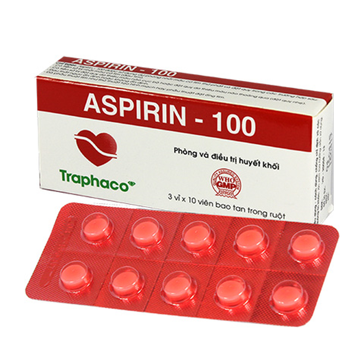Thuốc Aspirin 100mg Traphaco phòng ngừa huyết khối, nhồi máu cơ tim ...
