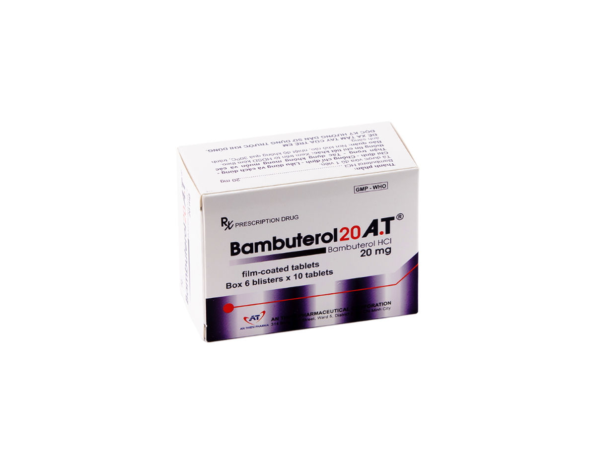 Bambuterol 20 A.T giảm ho, khó thở ở người hen suyễn (Hộp 6 vỉ x 10 viên)