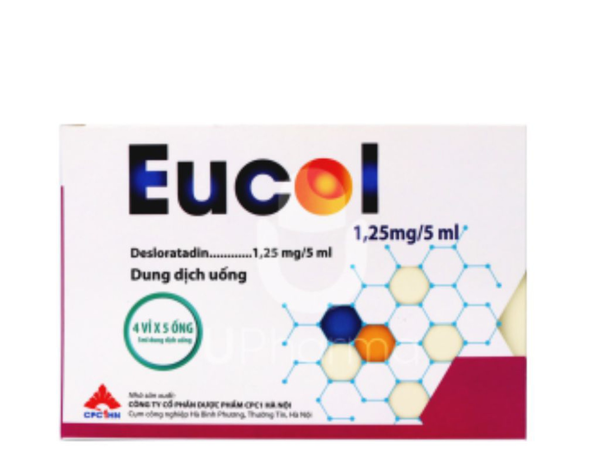 Thuốc Eucol Sol 1.25mg/5ml điều trị dị ứng, mày đay, nổi ban (Hộp 4 vỉ ...